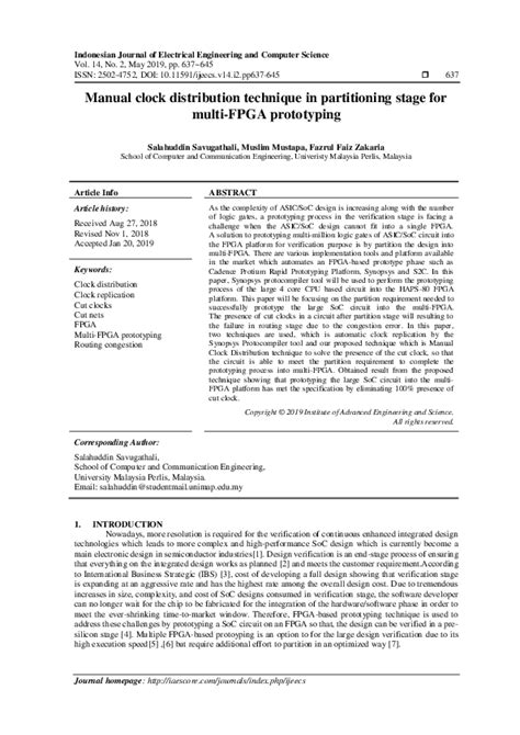 Pdf Manual Clock Distribution Technique In Partitioning Stage For Multi Fpga Prototyping