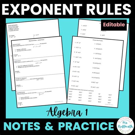 Exponent Rules Guided Notes And Practice Product Power Quotient