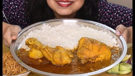 Eating Rice Spicy Chicken Curry Jhuri Aloo Bhajabigbitesindianfood