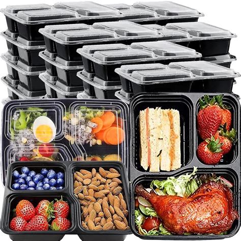 Meal Prep Container 3 Compartment 50 Pack Meal Prep Containers With Lids Large Food Storage