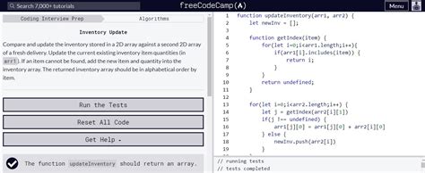 Coding Interview Prep Algorithms Inventory Update Freecodecamp