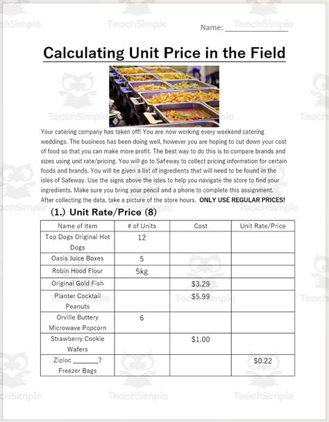 Applied Math Calculating Unit Price In The Field By Teach Simple