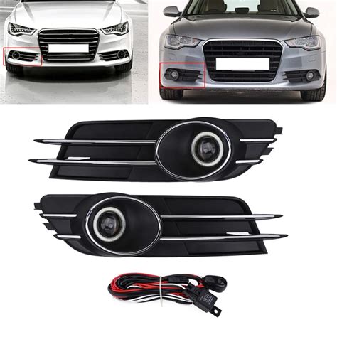 Car Front Bumper Foglight Grille Fog Light Lamp Set For Audi A6 C7 2011