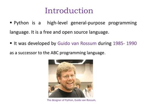 Introduction To Python Features History And Downloadpptx