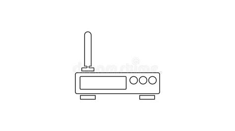 ícone De Sinal Wifi E Roteador De Linha Preta Isolado Em Fundo Branco