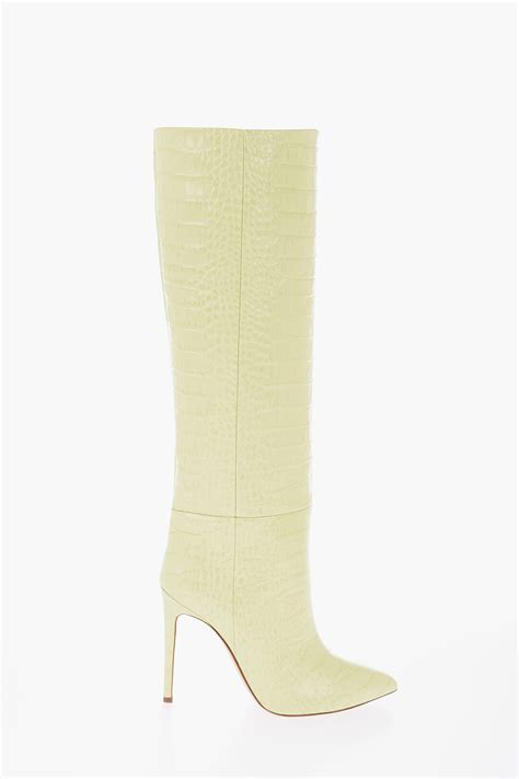 Paris Texas Crocodile Effect Leather Boots With Stiletto Heel 11cm
