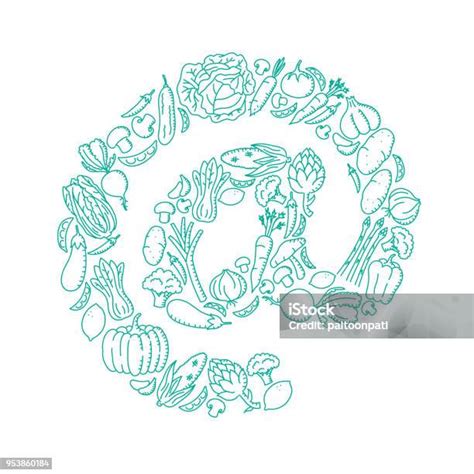 在符號符號蔬菜圖案集插圖兒童手繪概念設計綠色 孤立的白色背景 向量 Eps 10向量圖形及更多互聯網圖片 互聯網 住宅房間 卡通