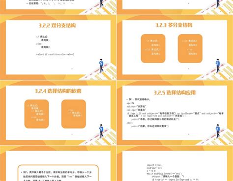 橙色简约风第三章选择与循环pythonppt模板 包站长