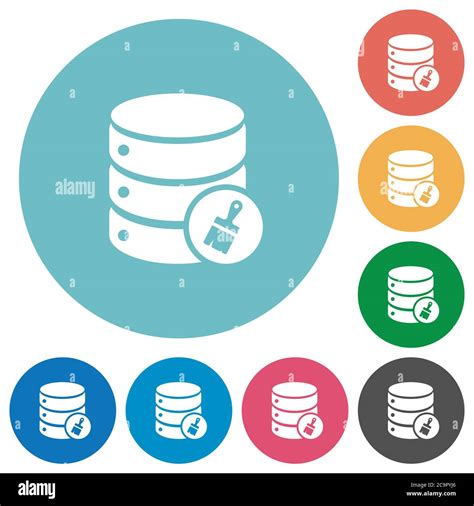 database paste data flat white icons on round color backgrounds stock