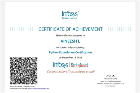 Vineesh Vl On Linkedin Infosys Python Pythonprogramming