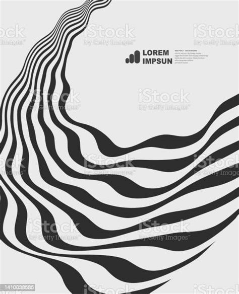 Abstract Black And White Curve Wave Stripe Line Pattern Background Stock Illustration Download