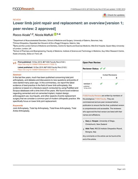 Pdf Lower Limb Joint Repair And Replacement An Overview