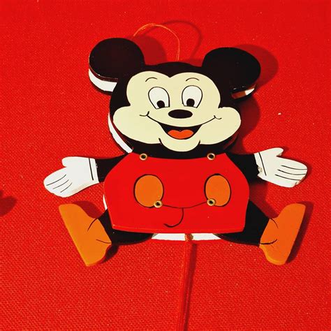 Vintage Mickey Mouse Pull String 70s Etsy