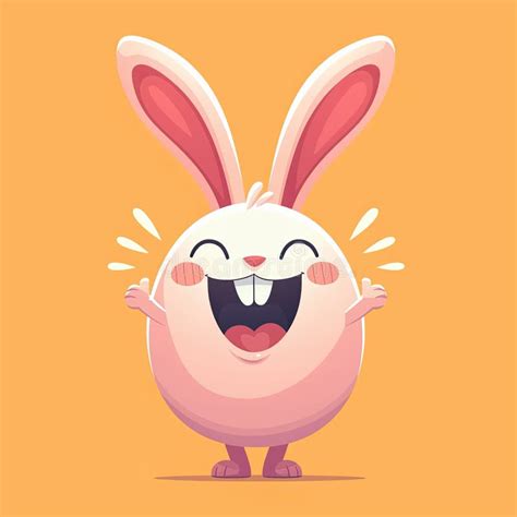 Happy Chibi Bunny With Big Ears And Blushing Cheeks Smiling Joyfully