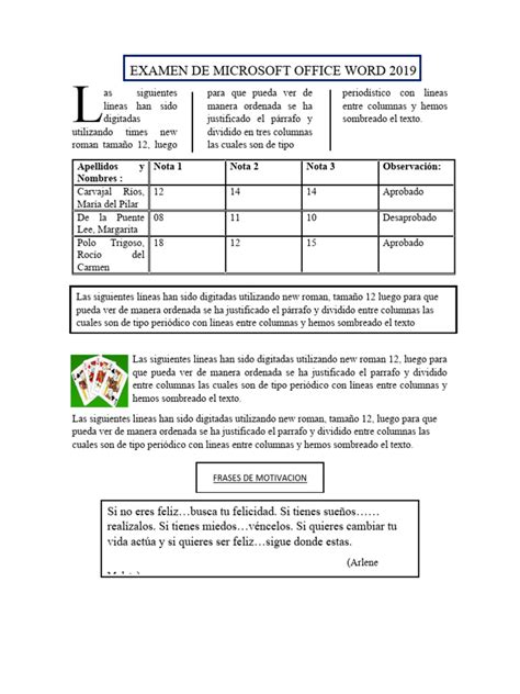 Examen De Microsoft Office Word 2019 Pdf