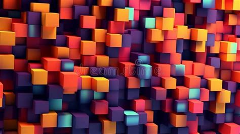 Colorful Cubes Abstract Geometric Background Ai Generative Stock