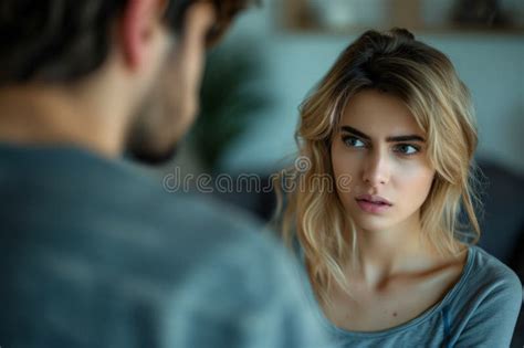 Tense Confrontation Between A Distressed Woman And An Assertive Man Indoors Stock Illustration