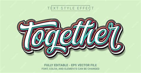 Premium Vector Together Text Style Effect Editable Graphic Text Template