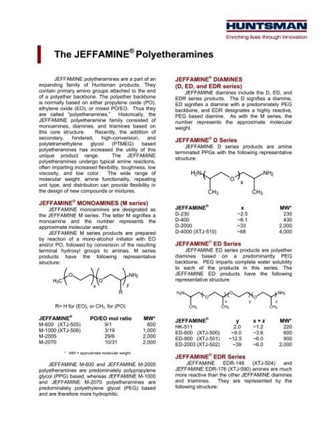 Jeffamine® Polyetheramines