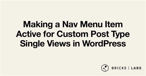 Making A Nav Menu Item Active For Custom Post Type Single Views In Wordpress