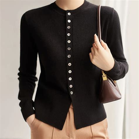 Temu｜solid Button Up Knit Cardigan Casual Long Sleeve Slim Sweater For