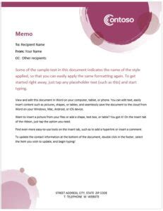 Free Memo Templates Printable Formats