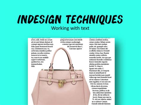 Indesign Techniques Working With Text Teaching Resources