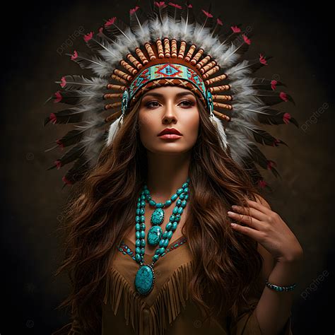Traditional Native American Headdress Portrait Background Native