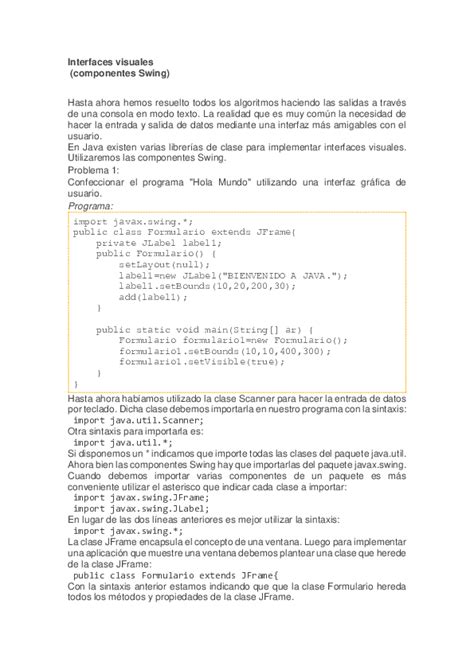 Pdf Interfaces Visuales Componentes Swing