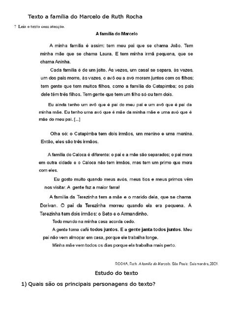Texto A Família Do Marcelo De Ruth Rocha Pdf