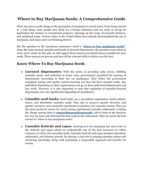 PPT - Where to Buy Marijuana Seeds: A Comprehensive Guide PowerPoint Presentation - ID:12385114
