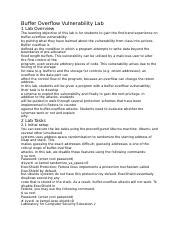 Buffer Overflow Vulnerability Lab Docx Buffer Overflow Vulnerability Lab Lab Overview The