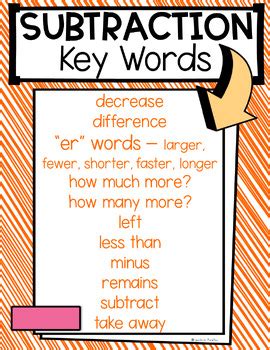 Addition And Subtraction Key Words By Less Work More Play TPT