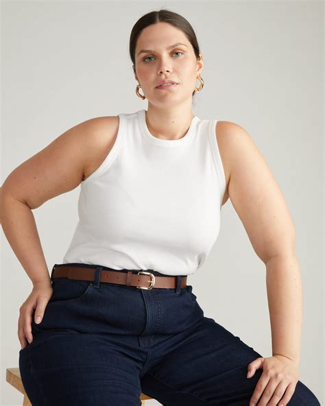 Cai High Neck Ribbed Tank White Universal Standard