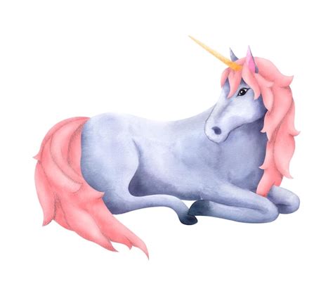 Un fabuloso unicornio mágico pintado en acuarela aislado en un fondo blanco Foto Premium