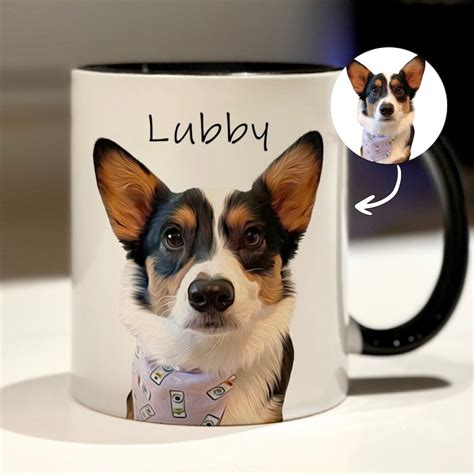 Custom Pet Portrait Mug Using Pet Photo Custom Dog Mug Personalized