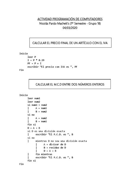 Algoritmos Descargar Gratis Pdf División Matemáticas Matemáticas