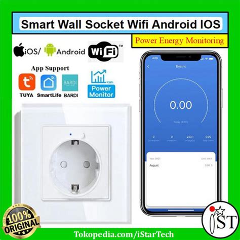 Jual Smart Wall Socket Wifi Tuya Stop Kontak Wireless Power Monitoring
