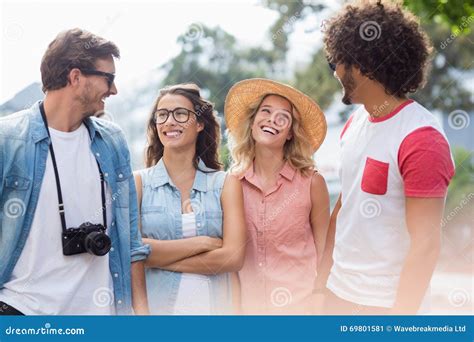 Friends Interacting With Each Other Stock Image Image Of Looking