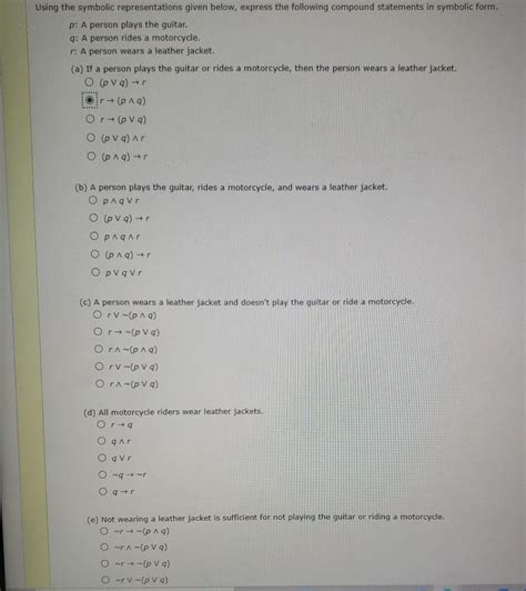 Solved Using The Symbolic Representations Given Below