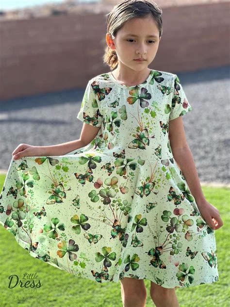 Shamrock Butterfly Twirly Dress St Patricks Day Green Girls Twirl