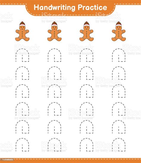 필기 연습 진저 브레드 맨의 추적 라인 교육 어린이 게임 인쇄 워크 시트 벡터 일러스트 0명에 대한 스톡 벡터 아트 및 기타 이미지 Istock