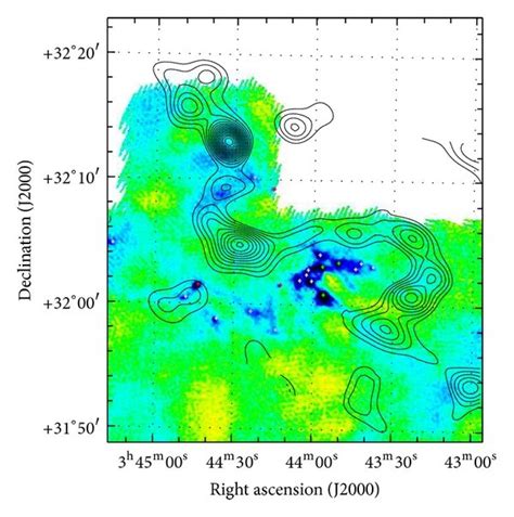 Perseus Molecular Cloud Contours Show Radio Emission At 16 Ghz From