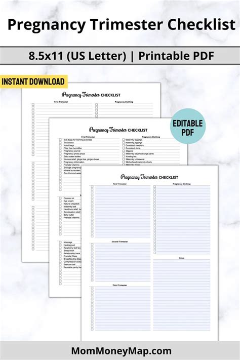 Pregnancy Trimester Checklist Printable Pdf Checklist Planning