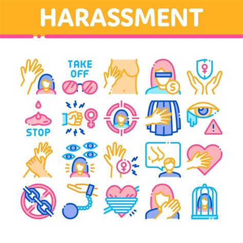 Sexual Harassment Collection Icons Set Vector 17542698 Vector Art At