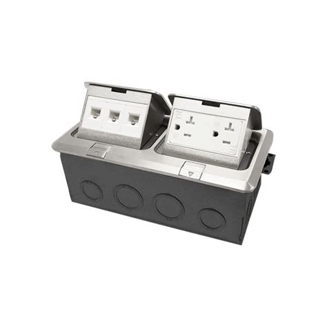 Pop Up Floor Box Assembly With Tamper Weather Resistant And Rj45 Jack Module