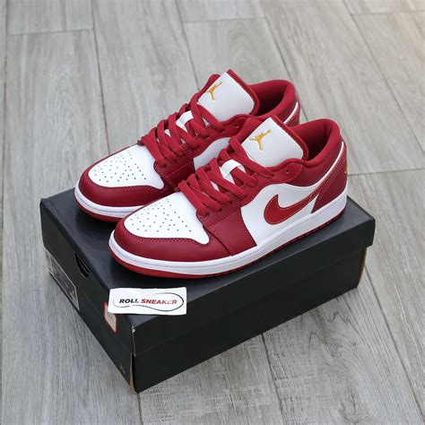 Giày Nike Air Jordan 1 Low Cardinal Red Chuẩn 99 Auth Roll Sneaker