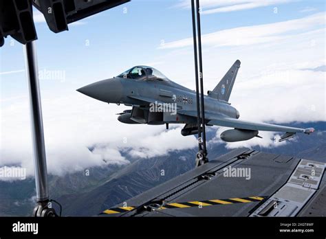 A German Air Force Eurofighter Typhoon flies over Alaska during ...