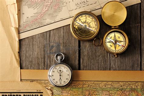 Antique Compasses Over Old Map By Haveseen Vectors And Illustrations With