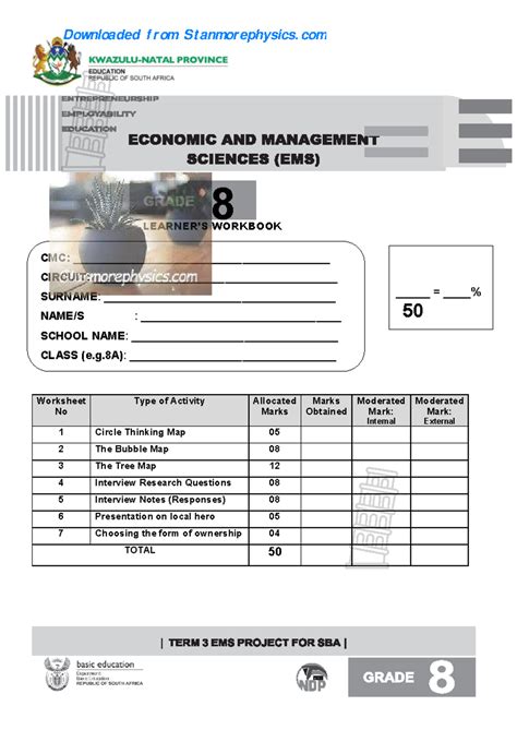 Ems Grade 8 Learners Workbook 2024 Business Activities And Worksheets